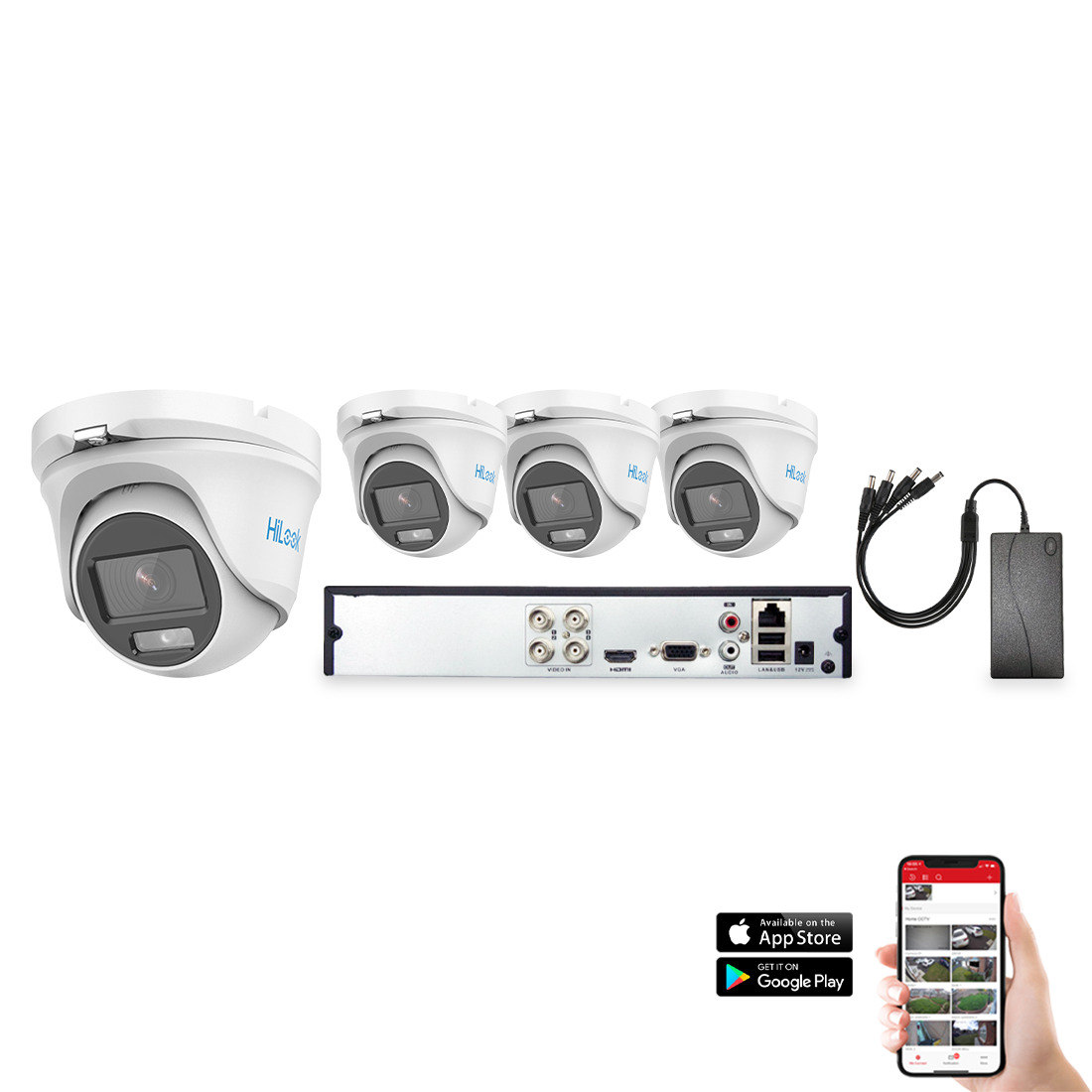 HiLook by Hikvision ColorVu 4 Camera 4ch AoC 3K 20M CCTV Kit (HI-KIT-T — adk-security