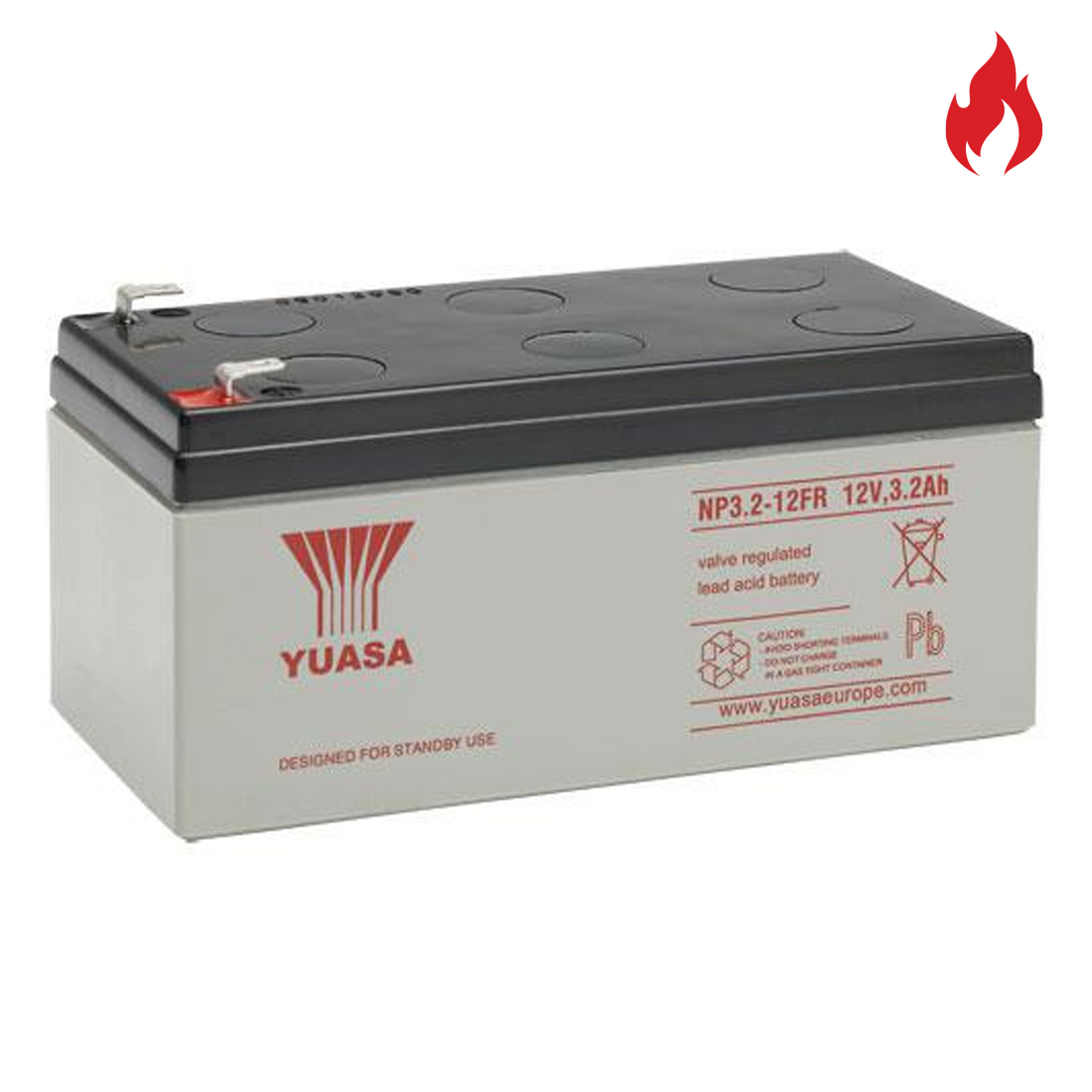 Yuasa NP 12v 3.2Ah Fire Rated Alarm Battery (NP3.2-12FR) — adk-security